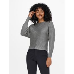 Strickpullover Only "ONLADALINE L/S SHORT PULLO KNT NOOS", Damen, Gr. XS, grau (medium grau melange), Strick, Obermaterial: 80% Viskose, 20% Nylon, unifarben, regular fit normal, U-Boot-Ausschnitt, Rippstrickb&uuml;ndchen, Pullover Strickpullover, Viskosemischung, regular fit