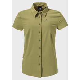 Sch&ouml;ffel Outdoorbluse SCH&Ouml;FFEL "Hiking Blouse Style Dooser WMS", Damen, Gr. 38, gr&uuml;n (4605, gr&uuml;n), Oberstoff: 85% Polyester 15% Elasthan, Basic, V-Ausschnitt, Blusen Outdoorbluse