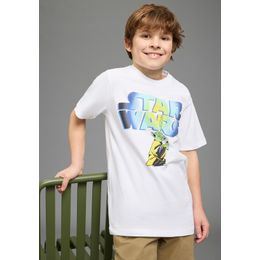 T-Shirt Kidsworld "STAR WARS: YODA - Disney Shirt", Jungen, Gr. 140/146, wei&szlig;, Single Jersey, Obermaterial: 100% Baumwolle, bedruckt, Basic normal, Rundhals, Shirts T-Shirt, YODA Shirt, modischer Stil, Kurzarm, Basic Passform, aus Baumwolle