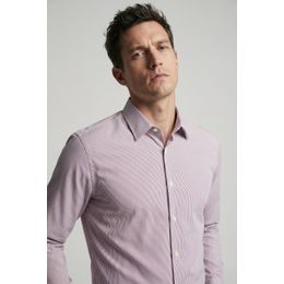 Businesshemd Calvin Klein "SLM ENT CLS STR STP", Herren, Gr. 37, N-Gr, rot (bordeaux), Web, Obermaterial: 96% Baumwolle, 4% Elasthan, gemustert, gestreift, mehrfarbig, slim fit h&uuml;ftlang, Rundhals, eingesetzt 1-Knopf-Manschette, Hemden Businesshemd, slim fit, normaler Hemdkragen