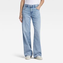G-Star Raw Weite Jeans G-STAR "Jeans Judee Straight", Damen, Gr. 27, L&auml;nge 28, blau (sun faded cloudburst), Denim/Jeans, Obermaterial: 100% Baumwolle, straight fit normal, Jeans Weite Jeans