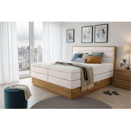 Boxspringbett Home Affaire "Evelina, Doppelbett, Polsterbett, Komfortbett, 160 & 180 cm", wei&szlig;, B:184cm L:210cm, 94% PES, 6% Nylon, Komplettbetten, Boxspringbett, inkl. 6 cm Topper, zwei Bettk&auml;sten, Taschen-Federkernmatratze in H3
