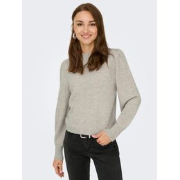Jacqueline de Yong Stehkragenpullover JDY "JDYRUE LIFE L/S PULLOVER KNT NOOS", Damen, Gr. L, grau (chateau gray detail:melange), Strick, Obermaterial: 51% Polyester, 46% Polyacryl, 3% Elasthan, meliert, taillenbedeckt, Rundhals, Pullover Stehkragenpullover