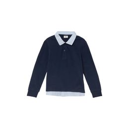 2-in-1-Langarmshirt s.Oliver JUNIOR, Jungen, Gr. 116/122, navy, Jersey, Obermaterial: 100% Baumwolle, unifarben mit Farbeinsatz, normal h&uuml;ftbedeckend, Rundhals, B&uuml;ndchen, Shirts 2-in-1-Langarmshirt, im Doppel-Layer-Look