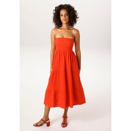 Sommerkleid Aniston CASUAL, Damen, Gr. 46, N-Gr, rot (orangerot), Web, Obermaterial: 100% Baumwolle, unifarben, figurumspielend kniefrei, Kleider Sommerkleid, - auch als Maxirock tragbar - NEUE KOLLEKTION