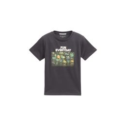 T-Shirt Tom Tailor, Jungen, Gr. 92/98, grau (coal grau), Jersey, Obermaterial: 100% Baumwolle, bedruckt, regular fit taillenbedeckt, Rundhals, gerader Abschluss, Shirts T-Shirt, mit Front Print