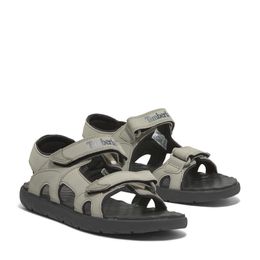 Sandale Timberland "PERKINS ROW BACKSTRAP SANDAL", M&auml;dchen, Gr. 36, grau (taupe), Synthetik, Schuhe Sandale, mit Klettverschlu&szlig;