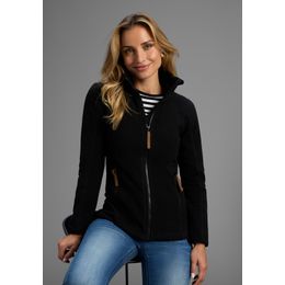 Fleecejacke Polarino, Damen, Gr. 38, schwarz, Fleece, Obermaterial: 100% Polyester, paspeliert, Jacken Fleecejacke, f&uuml;r kalte Tage, aus Fleece, l&auml;ssiger Look