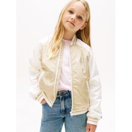 Blouson Tommy Hilfiger "BUTTERFLY GRAPHIC BOMBER JACKET", M&auml;dchen, Gr. 3 (98), silt, Web, Obermaterial: 100% Polyamid, unifarben, regular fit h&uuml;ftlang, Rundhals, Flachstrickb&uuml;ndchen, Jacken Blouson, f&uuml;r Kinder bis 16 Jahre, mit gl&auml;nzendem Butterfly-Print