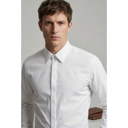 Businesshemd Calvin Klein "XSLIM OCCASION STR SLD", Herren, Gr. 44, N-Gr, wei&szlig;, Web, Obermaterial: 97% Baumwolle, 3% Elasthan, unifarben, slim fit normal, Rundhals, 1-Knopf-Manschette, Hemden Businesshemd, normaler Kragen, Slim fit, verdeckte Kn&ouml;pfe