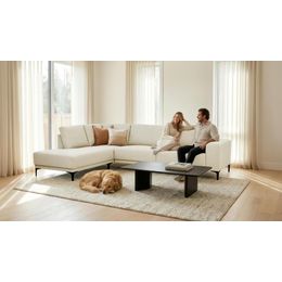 Ecksofa OTTO HOME "Xander, L-Form", beige, B:289cm H:85cm T:210cm, 68% polypropylene, 32% polyester, Sofas, Ecksofa, Breite 289 cm, Webstoff, Soft-Touch Chenille, schwarze Metallf&uuml;&szlig;e