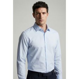 Businesshemd Calvin Klein "REG ESNTL POPLIN STR SLD", Herren, Gr. 37, N-Gr, calm blau, Web, Obermaterial: 97% Baumwolle, 3% Elasthan, unifarben, regular fit normal, Rundhals, eingesetzt 1-Knopf-Manschette, Hemden Businesshemd, Regular fit, mit Rundhalsausschnitt