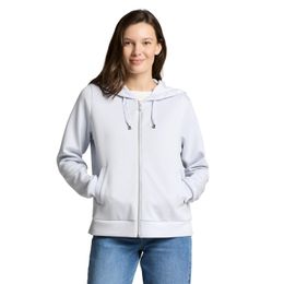Kapuzensweatjacke Tom Tailor "Regular", Damen, Gr. 3XL, soft dusty blau, Sweatware, Obermaterial: 51% Polyester, 42% Viskose, 7% Elasthan, unifarben, regular fit h&uuml;ftbedeckend, Rundhals, B&uuml;ndchen, Sweatjacken Kapuzensweatjacke, mit Viskose und Stretch