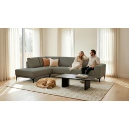 Ecksofa OTTO HOME "Xander, L-Form", gr&uuml;n (khaki), B:289cm H:85cm T:210cm, 68% polypropylene, 32% polyester, Sofas, Ecksofa, Breite 289 cm, Webstoff, Soft-Touch Chenille, schwarze Metallf&uuml;&szlig;e