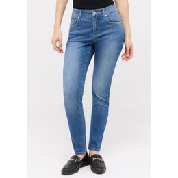 Skinny-fit-Jeans Angels "SKINNY SHAPE", Damen, Gr. 44, L&auml;nge 28, blau (mid blau used), Denim/Jeans, Obermaterial: 85% Baumwolle, 10% Polyester, 5% Elasthan, slim fit lang, Jeans Skinny-fit-Jeans, Slim fit Passform, mit Push-up Effekt, aus Baumwollmischung