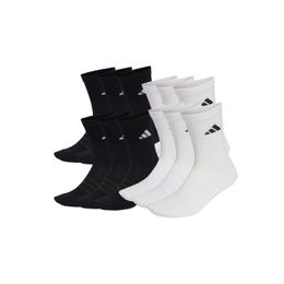 Kurzsocken adidas originals "Socken Cushioned Crew Socks 12P 12er Pack", Damen, Gr. 40-42, bunt (wei&szlig;, schwarz), Obermaterial: 56% Baumwolle CO. 40% Polyester PES. 3% Elasthan EL. 1% Polyamid PA., Socken Kurzsocken