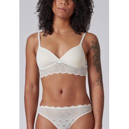 Soft-BH Skiny "Bamboo Lace", Damen, Gr. 38, Cup C/D, wei&szlig; (ivory), Obermaterial: 95% Viskose, 5% Elasthan. Einsatz: 87% Polyamid, 13% Elasthan, unifarben, normal, BHs Soft-BH, herausnehmbare Pads, ohne B&uuml;gel, weich, bequem, elastisch