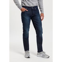 Straight-Jeans Bruno Banani "Dylan", Herren, Gr. 28, L&auml;nge 30, blau (dunkelblau 30), Obermaterial: 98% Baumwolle, 2% Elasthan, Basic, normal lang, Jeans Straight-Jeans, gerade Beinform, Used-Waschung, niedrige Leibh&ouml;he, Topseller