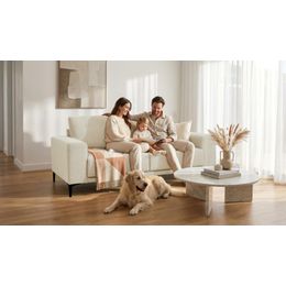 2-Sitzer OTTO HOME "Xander", beige, B:164cm H:85cm T:88cm, 68% polypropylene, 32% polyester, Sofas, 2-Sitzer, Breite 164 cm, Webstoff, Soft-Touch Chenille, schwarze Metallf&uuml;&szlig;e