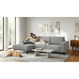Ecksofa OTTO HOME "Xander, L-Form", grau (dunkelgrau), B:280cm H:85cm T:152cm, 90% PES, 10% NY, Sofas, Ecksofa, Breite 280 cm, Soft-Touch Chenille, schwarze Metallf&uuml;&szlig;e