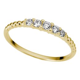 Fingerring Firetti "Schmuck Geschenk Gold 333 Damenring Goldring Kugeln" Gr. 19, gelbgoldfarben, kristallwei&szlig;, Fingerringe, Damen, 19, Gelbgold 333, 1mm, Fingerring, mit Zirkonia (synth.)