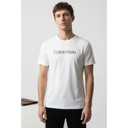 T-Shirt Calvin Klein "30S EU WHOLESALE SPORTSWEAR GRAP", Herren, Gr. XL, hellwei&szlig;, Web, Obermaterial: 100% Baumwolle, unifarben, klassisch normal, Rundhals, eingesetzt abgesteppte Kante, Shirts T-Shirt, Regular fit mit Rundhalsausschnitt