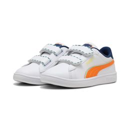 Sneaker Puma "SMASH 3.0 PLAYDATE V PS", M&auml;dchen, Gr. 33, Puma wei&szlig;, orange glo, Synthetik, Schuhe Sneaker