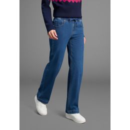 Comfort-fit-Jeans Kangaroos, Damen, Gr. 44, N-Gr, blau washed, Denim/Jeans, Obermaterial: 72% Baumwolle, 26% Polyester, 2% Elasthan, Basic, comfort fit lang, Jeans Comfort-fit-Jeans