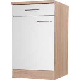 Unterschrank respekta "Merle", wei&szlig;, B:50cm H:84,8cm T:60cm, Schr&auml;nke, Unterschrank, Breite 50 cm, Soft-Close, Griffe aus Metall, 85 cm Arbeitsh&ouml;he