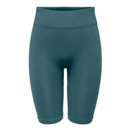 Trainingsshorts Only Play "ONPJAIA LIFE HW RIB CIR LONG SHORTS", Damen, Gr. XS, N-Gr, mediterranea, Rippware, Obermaterial: 75% Nylon, 15% Polyamid, 10% Elasthan, unifarben, slim fit knielang, Hosen Trainingsshorts, in feiner Rippstruktur mit Nylon