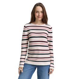 Rundhalspullover Tom Tailor "Regular", Damen, Gr. XXL (44), rose ottom, Strick, Obermaterial: 100% Baumwolle, gestreift, regular fit normal, U-Boot-Ausschnitt, Pullover Rundhalspullover, aus Rippstrick