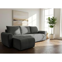 Ecksofa Home Affaire "Nortrud-Chester, 241 cm, L-Form, mit Schlaffunktion u. Bettkasten", anthrazit, B:241cm H:82cm T:144cm, 100% Polyester, Sofas, Ecksofa, Recamiere rechts / links montierbar, Steppung, Feinstruktur-Bezug