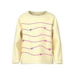 T-Shirt name it "NMFVEEN LS NREG TOP", M&auml;dchen, Gr. 92, pear sorbet print:fun stripe, Jersey, Obermaterial: 100% Baumwolle, bedruckt, unifarben, normal normal, Rundhals, Shirts T-Shirt
