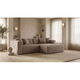 Ecksofa OTTO HOME "Kelani", beige (cream), B:222cm H:73cm T:154cm, 100% Polyester, Sofas, Ecksofa, mit dekorativer Knopfsteppung an den Armlehnen