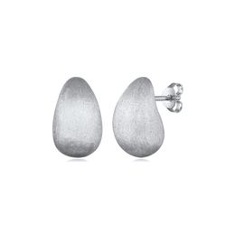 Paar Ohrstecker Elli Premium "Ohrringe Tropfen Geb&uuml;rstet Modern 925 Sterling Silber" Gr. 16, silber, Ohrringe, Damen, ohne Stein, Silber 925 (Sterlingsilber), Paar Ohrstecker