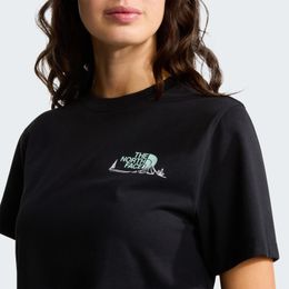 T-Shirt The North Face "W MONTE REGULAR SHORT SLEEVE TEE-GRAPHIC", Damen, Gr. XL, tnf schwarz, Obermaterial: 100% Baumwolle, Shirts T-Shirt, normale Passform, kurze &Auml;rmel, f&uuml;r Sportmode und Outdoormode