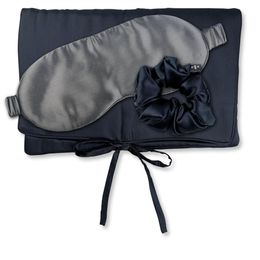 Seidentuch AILORIA "Tasche, Schlafmaske & Scrunchie M aus Seide TRAVEL SET BEAUTY M", Damen, schwarz (midnight schwarz), Obermaterial: 100% Seide silk., Modet&uuml;cher Seidentuch