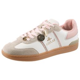 Plateausneaker Replay, Damen, Gr. 39, wei&szlig;, taupe, rose, Leder, Lederimitat, kontrastfarbene Details, Schuhe Plateausneaker, Trend-Sneaker, Halbschuh, Schn&uuml;rschuh mit Schmuckelementen