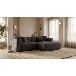 Ecksofa OTTO HOME "Kelani", grau (taupe), B:222cm H:73cm T:154cm, 100% Polyester, Sofas, Ecksofa, mit dekorativer Knopfsteppung an den Armlehnen