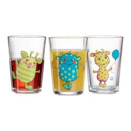Ritzenhoff & Breker Kinderbecher RITZENHOFF & BREKER "Kindergl&auml;ser Monsterchen 205 ml 3er Set bunt", bunt, 3 tlg., Glas, Trinkgef&auml;&szlig;e, Kinderbecher