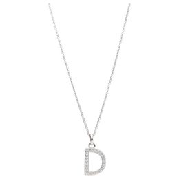 Kette mit Anh&auml;nger Smart Jewel "Kette Buchstabe D mit Zirkonia Steine, Silber 925", silber, Halsketten, Herren, Silber 925 (Sterlingsilber), Kette mit Anh&auml;nger