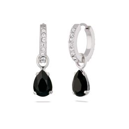 Paar Creolen Elli "Ohrringe Creolen Tropfen Schwarz 925 Sterling Silber, mit Kristallen von Swarovski" Gr. 27, silber, Ohrringe, Damen, Silber 925 (Sterlingsilber), Paar Creolen