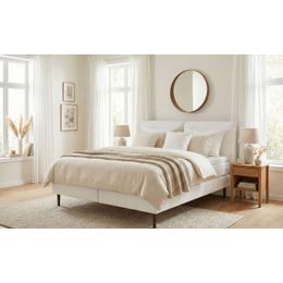 Bett "ERIK Boxbett mit Bonnell-/Taschen-Federkernmatratze, Breite 160/180cm", creme, B:180cm H:113cm L:209cm, 95% Polyester, 5% Nylon, LeGer Home by Lena Gercke, Betten, Bett, wahlweise H&auml;rtegrad der Matratze H2/H3/H4, Polsterbett mit/ohne Topper