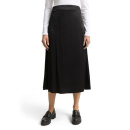 Satinrock Tom Tailor "High waist maxi", Damen, Gr. 34, deep schwarz, Satin, Obermaterial: 62% Viskose, 38% Polyester, unifarben, regular fit kniebedeckend, R&ouml;cke Satinrock, mit verdecktem Rei&szlig;verschluss