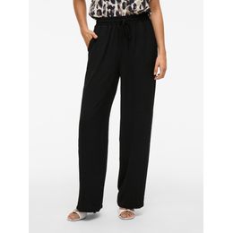 Schlupfhose Vila "VIJOSA HW WIDE PANTS - NOOS", Damen, Gr. 38, N-Gr, schwarz (schwarz beauty), Web, Obermaterial: 100% Polyester, unifarben, relaxed fit kn&ouml;chellang, Hosen Schlupfhose, Sommerhose