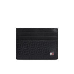 Kartenetui Tommy Hilfiger "TH EMBOSS CC HOLDER", Damen, schwarz, Leder, unifarben, Kleinlederwaren Kartenetui, Unisex, Mini-Geldbeutel, Portemonnaie mit Monogramm-Pr&auml;gung
