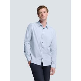 Langarmhemd NO EXCESS, Herren, Gr. M, N-Gr, blau (cloud), Obermaterial: 97% Baumwolle, 3% Elasthan, unifarben, slim fit h&uuml;ftlang, &Auml;rmel mit &Auml;rmelschlitz 1-Knopf-Manschette, Hemden Langarmhemd, mit Teilungsnaht hinten