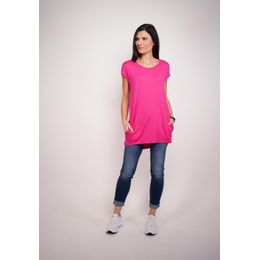 Longshirt Seidel Moden, Damen, Gr. 48, pink, Jersey, Obermaterial: 95% Viskose, 5% Elasthan, unifarben, normal h&uuml;ftbedeckend, Rundhals, angeschnitten eingefasste Kante, Shirts Longshirt, MADE IN GERMANY