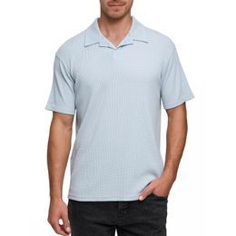 Poloshirt INDICODE "INBimle", Herren, Gr. M, sky way, Single Jersey, Obermaterial: 60% Baumwolle, 40% Polyester, Waffelmuster, regular fit normal, ohne Ausschnitt, Shirts Poloshirt