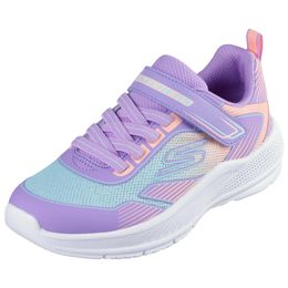 Sneaker Skechers "MICROSPEC ADVANCE", M&auml;dchen, Gr. 33, bunt (lavendel, multi), Lederimitat, Textil, Mesh, kontrastfarbene Details, Schuhe Sneaker, Freizeitschuh mit Klettverschluss, Gr&ouml;&szlig;enschablone zum Download